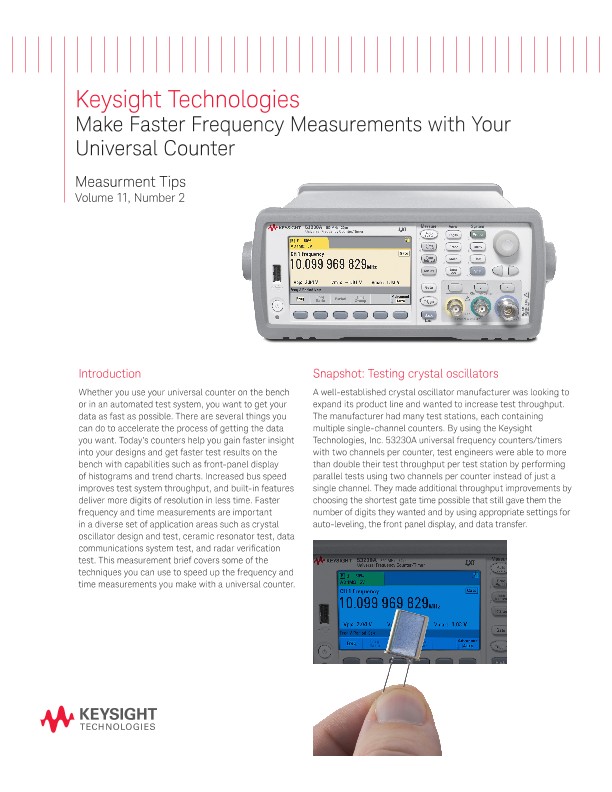 Making Faster Frequency Measurements with Universal Counters PDF Asset Page | Keysight